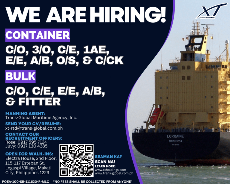 XT GROUP (updated) – TRANS-GLOBAL MARITIME AGENCY, INC.