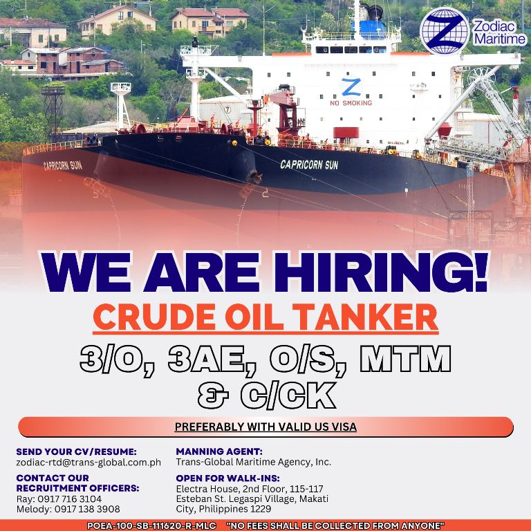 ZODIAC CRUDE OIL TANKER 09052024 – TRANS-GLOBAL MARITIME AGENCY, INC.